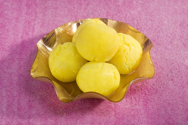 Rajbhog or Yellow Bengali Rasgulla or Cham Cham Stock Image - Image of ...