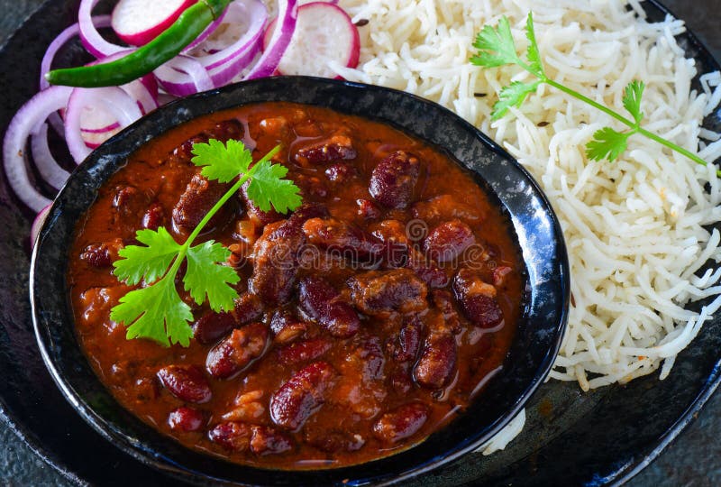 Rajma Chawal ou riz photo stock. Image du cari, légumineuses - 21781096