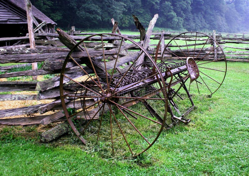 Horse drawn dump rake stock image. Image of rustic, scenic - 56175329