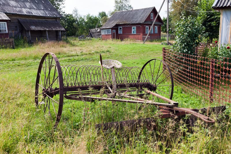Rake hay in agriculture stock image. Image of oldfashioned - 26700499
