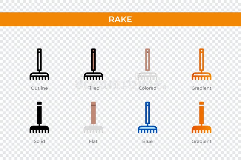 Rake Icon in Different Style. Rake Vector Icons Designed in Outline ...