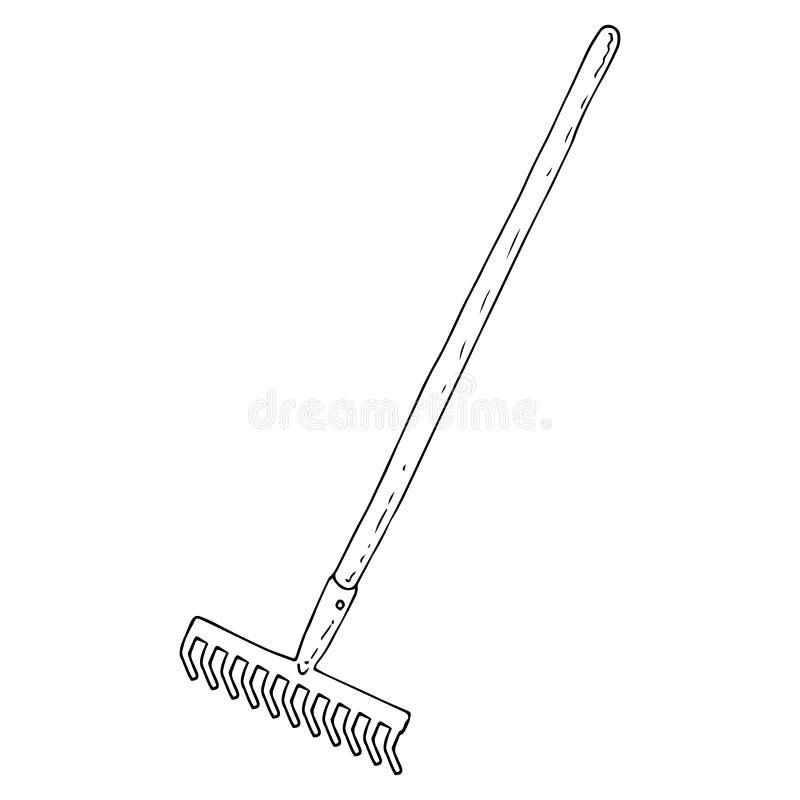 Rake Icon. Vector of Garden Rake. Hand Drawn Rake Stock Vector ...