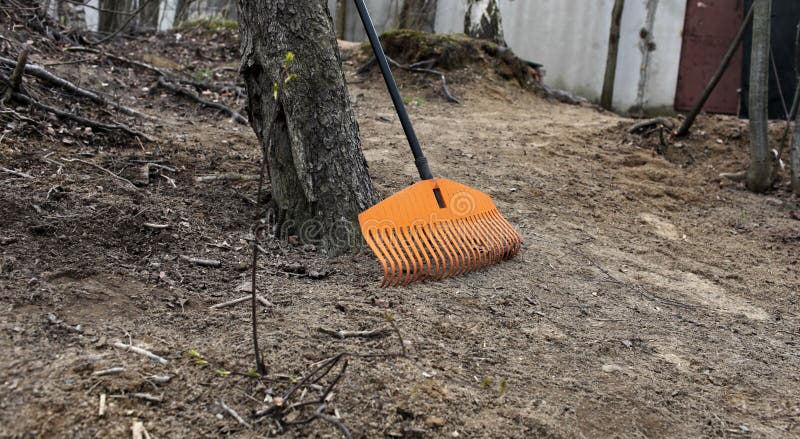 Rake orange stock photo. Image of garden, outdoor, nature - 55138742