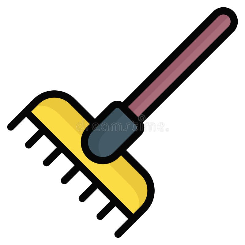 Rake Vector Flat Icon, Colored Line Vector Design Stock Vector ...