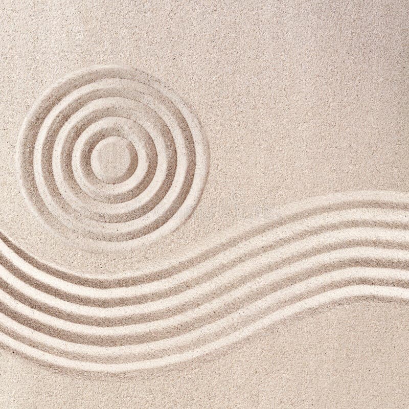 Raked Sand Patterns in Japanese Zen Garden Stock Photo - Image of shape ...