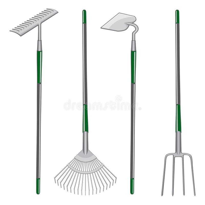Rakes Hoe and Pitchfork stock vector. Illustration of equipment - 20443601