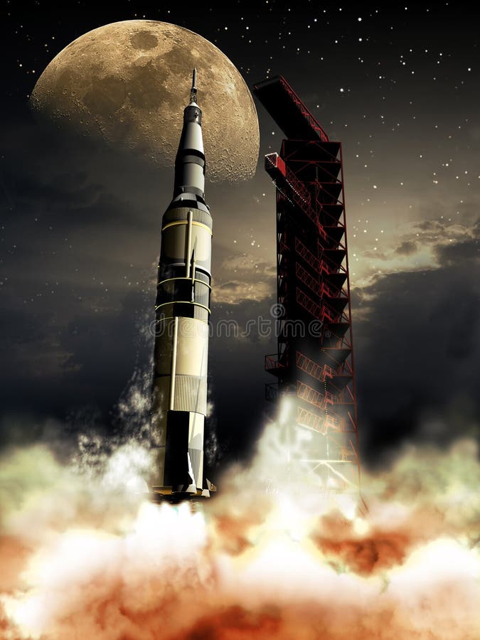 Raket aan de Maan vector illustratie. Illustration of ruimte - 11376047