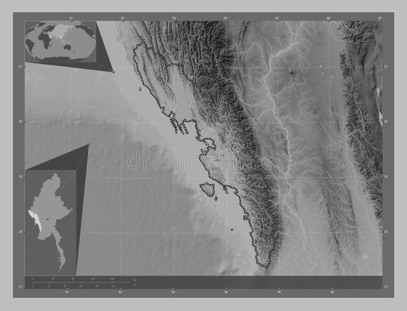 Rakhine, Myanmar. Physical. Capital Stock Illustration - Illustration ...