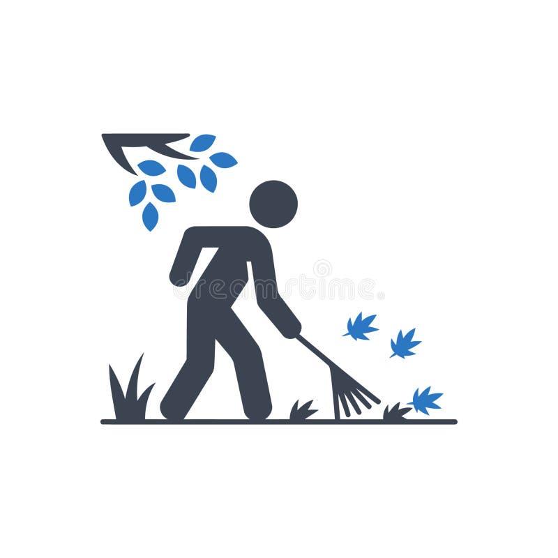Raking Leaves from Ground Icon Stock Vector - Illustration of ground ...