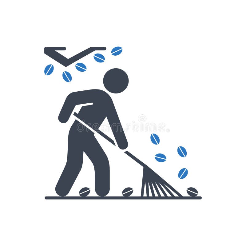 Raking Leaves icon stock vector. Illustration of yard - 373151835