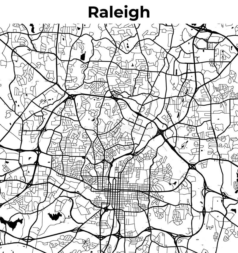 Raleigh City Map, Cartography Map, Street Layout Map Stock Vector ...