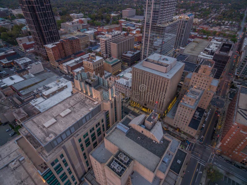 Raleigh downtown at dusk. stock image. Image of spring - 69005659