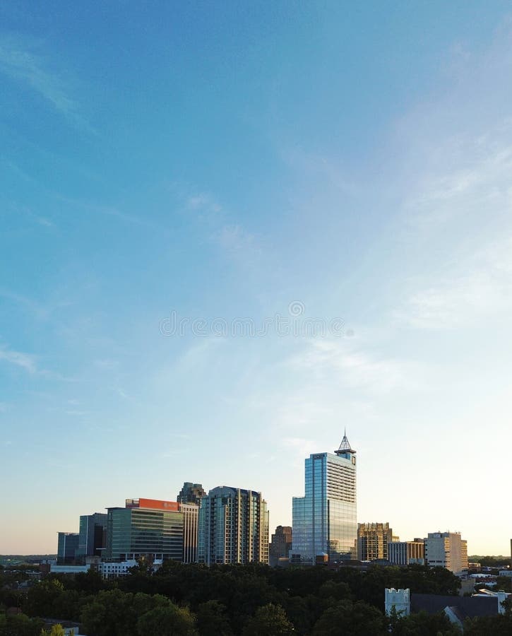 Raleigh North Carolina Downtown Skyline at Sunset Stock Image - Image ...