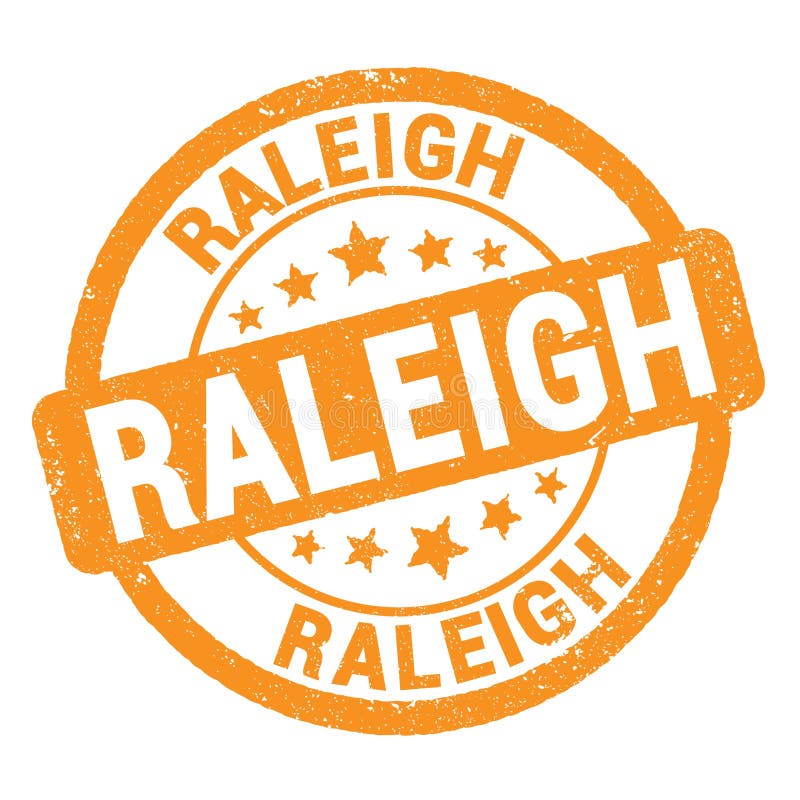 RALEIGH Text Written on Orange Round Stamp Sign Stock Illustration ...