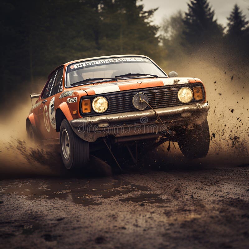 Rally Car in Action on Forest Dirt Road, Ai Generative Stock ...