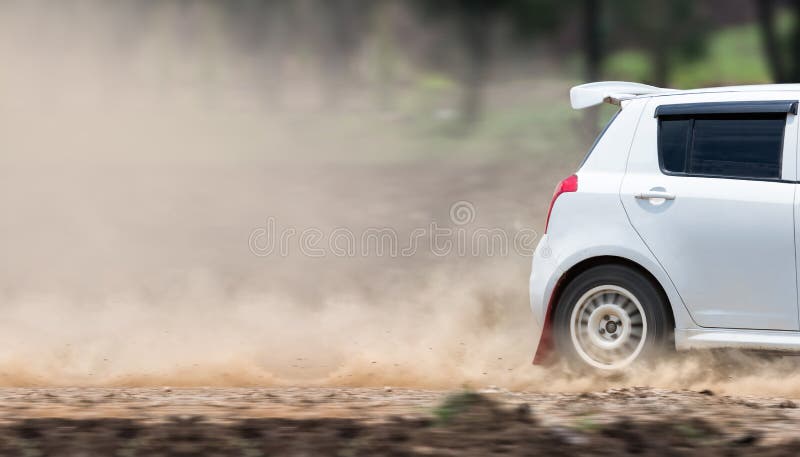 Rally car in dirt road stock photo. Image of drifting - 73257392