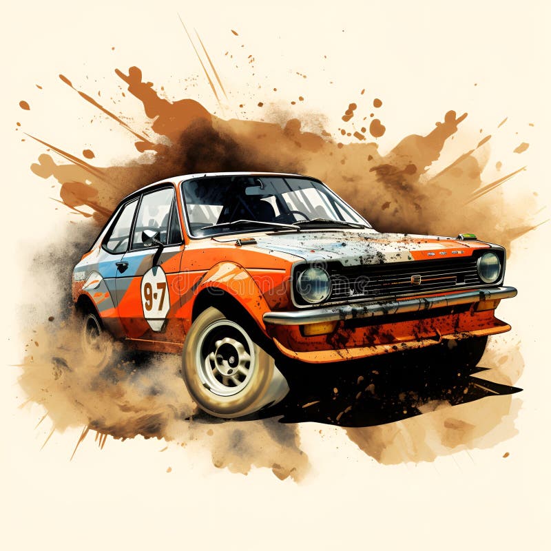 Rally Car with Dust and Ink Paint Art, Ai Generative Stock Illustration ...