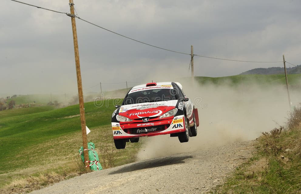Rally car jumping editorial stock photo. Image of editorial - 24050363