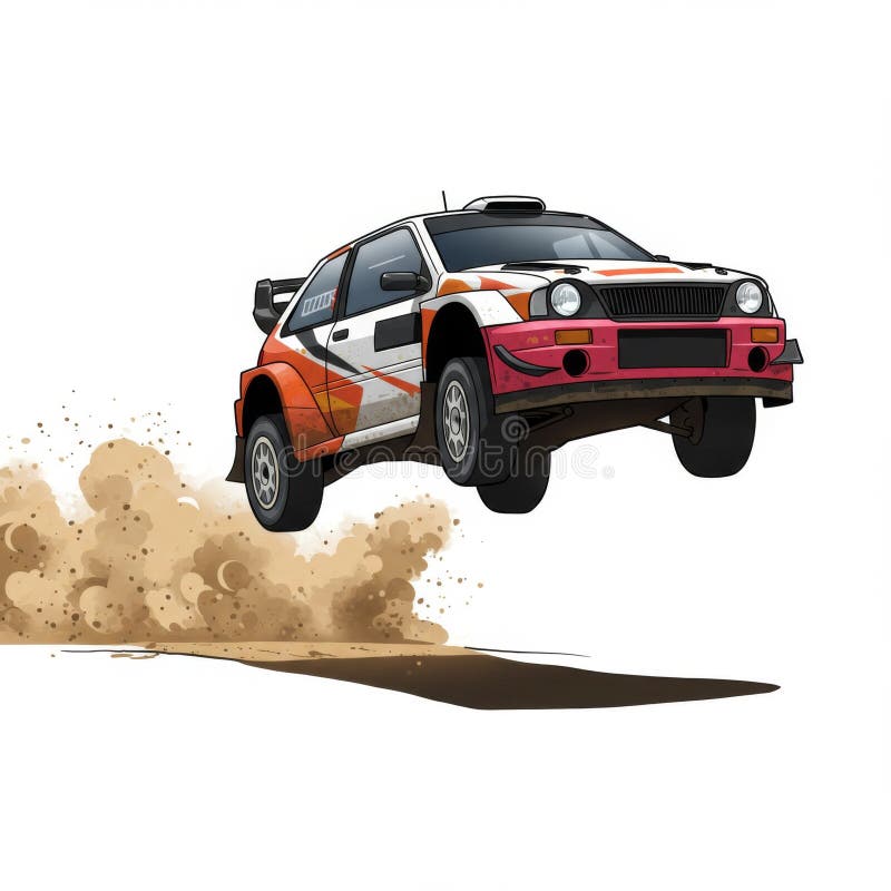 Rally Car in Mid-Air Jump stock illustration. Illustration of ...