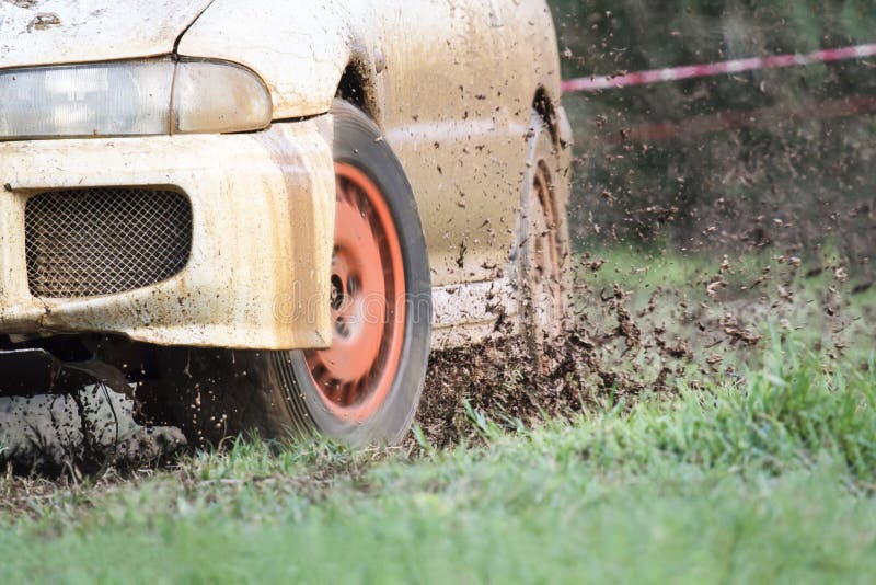 Rally car in muddy road stock image. Image of muddy, drift - 59017585