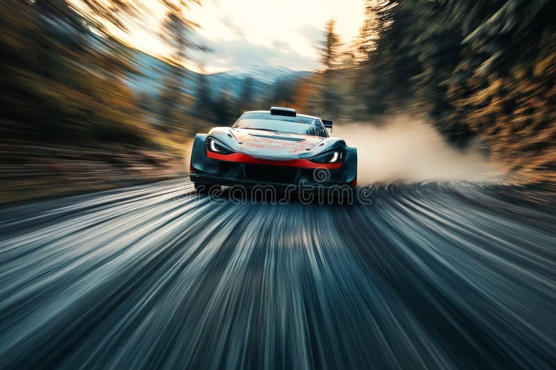 Rally Car Speeding Around a Bend on a Track. Generative AI. Stock ...