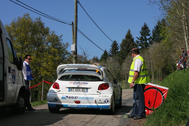 Rally Car at the start editorial stock photo. Image of editorial - 19187058
