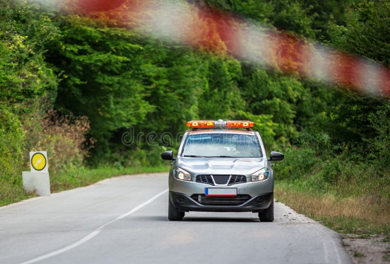 Rally Championship and Security Car on the Road Stock Image - Image of ...