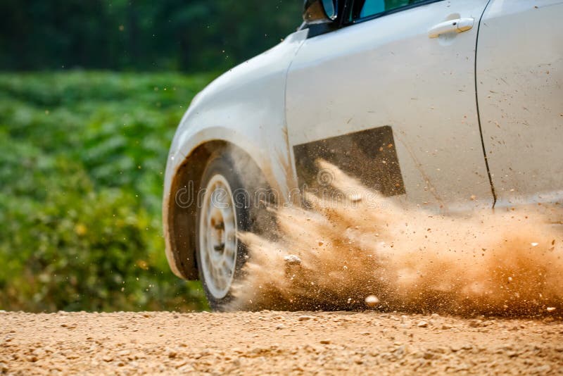Rally Race Car Drifting on Dirt Track Stock Image - Image of extreme ...