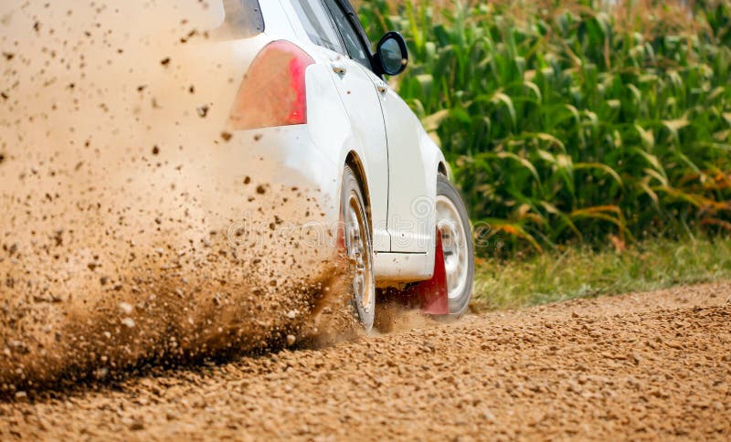 Rally Race Car Drifting on Dirt Track Stock Photo - Image of adventure ...