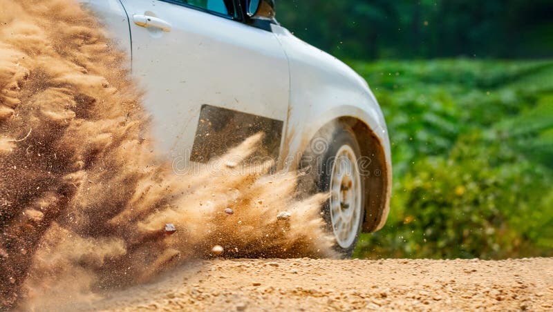 Rally Race Car Drifting on Dirt Track Stock Photo - Image of fast ...