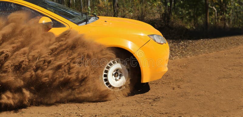 Rally Race Car Drifting on Dirt Track Stock Image - Image of desert ...
