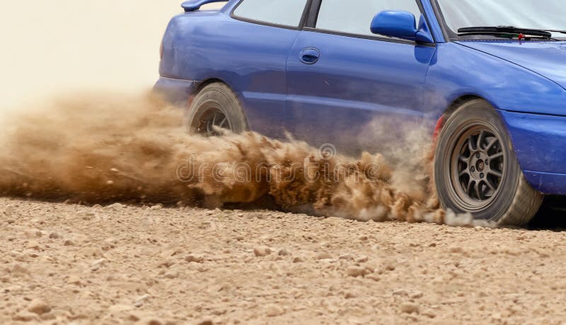 Rally Race Car Drifting on Dirt Track Stock Photo - Image of powerful ...