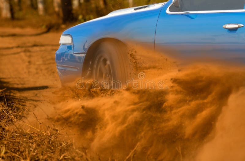 Rally Race Car Drifting on Dirt Track Stock Photo - Image of racer ...
