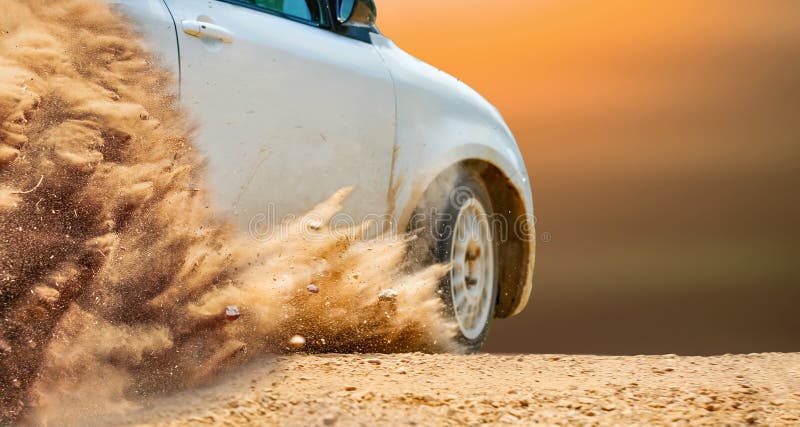 Rally Race Car Drifting on Dirt Track Stock Photo - Image of drift ...