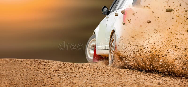 Rally Race Car Drifting on Dirt Track Stock Image - Image of motorsport ...