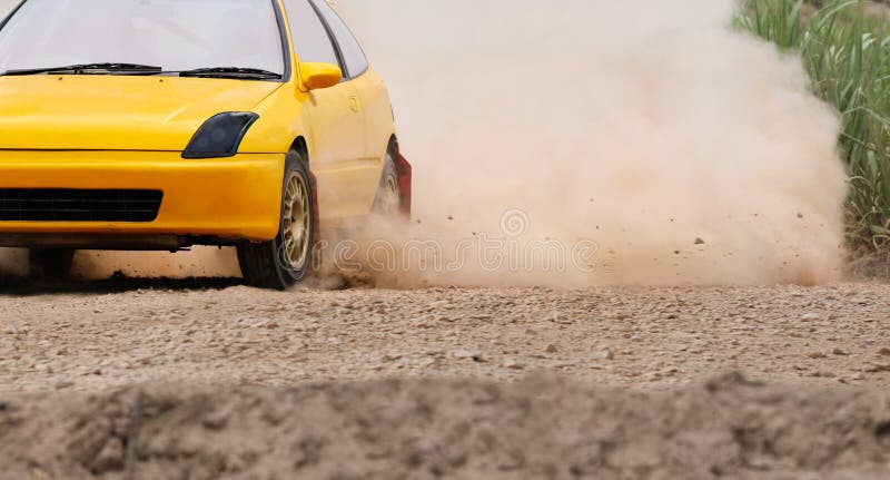 Rally Race Car Drifting on Dirt Track Stock Photo - Image of ...