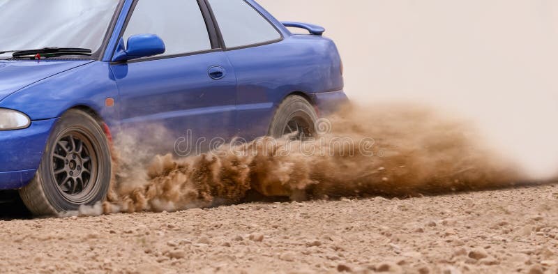 Rally Race Car Drifting on Dirt Track Stock Photo - Image of ...