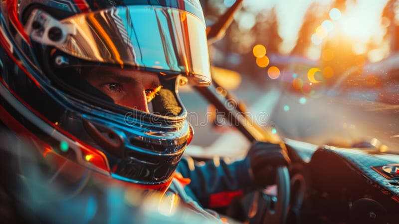 Rally Racer in Helmet is Driving Car Concept. Stock Photo - Image of ...