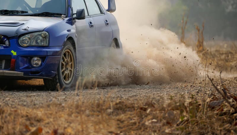Rally Racing Car Turning in Curve on Dirt Track Stock Photo - Image of ...