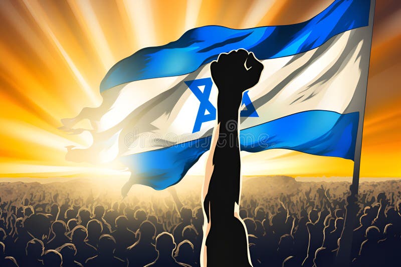 Rally in Support of Israel with Flags, Illustration Stock Illustration ...