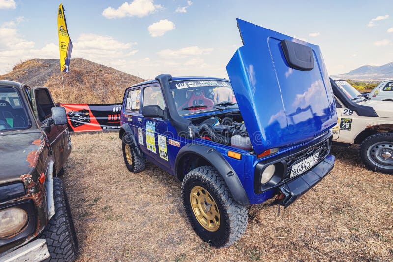 Rally SUV with an Open Hood is Inspected before the Race Editorial ...