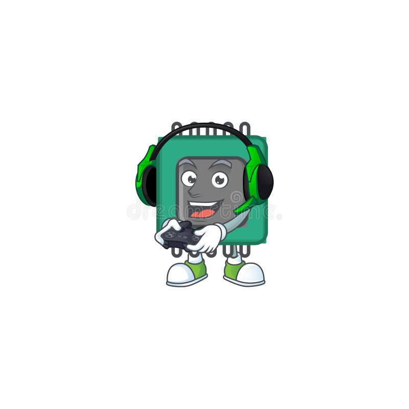 RAM Cartoon Picture Play a Game with Headphone and Controller Stock ...