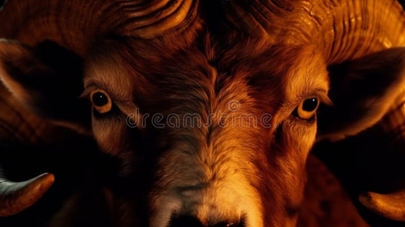 Ram close up ai generated stock illustration. Illustration of bighorn ...