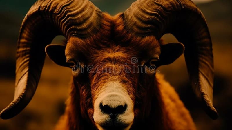 Ram close up ai generated stock illustration. Illustration of animal ...