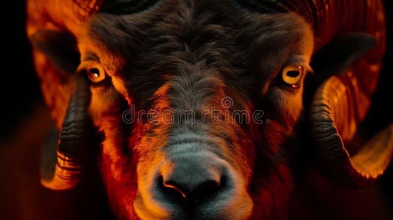 Ram close up ai generated stock illustration. Illustration of horn ...
