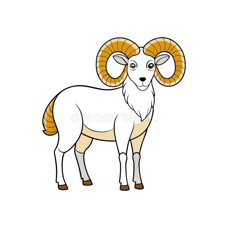 Ram Coloring Outline for Kids Stock Illustration - Illustration of cute ...