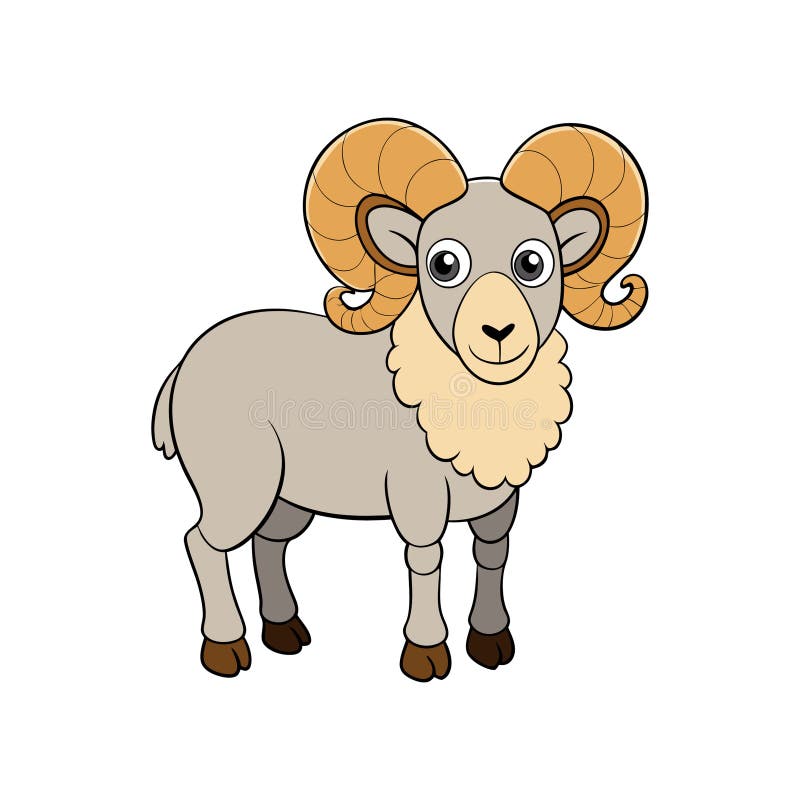 Ram Coloring Outline for Kids Stock Illustration - Illustration of ...
