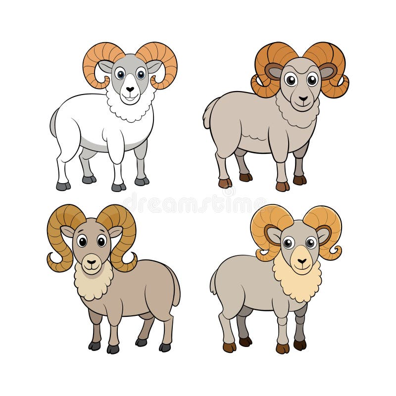 Ram Coloring Page for Kids stock vector. Illustration of little - 364466686