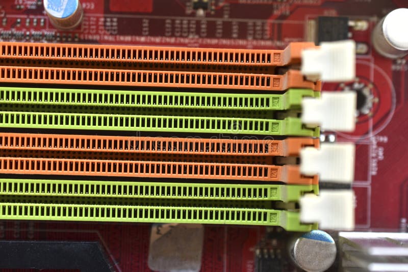 RAM and Connectors on the Computer S Motherboard Stock Photo - Image of ...