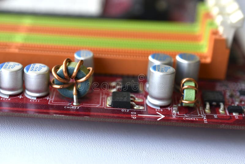 RAM and Connectors on the Computer S Motherboard Stock Photo - Image of ...